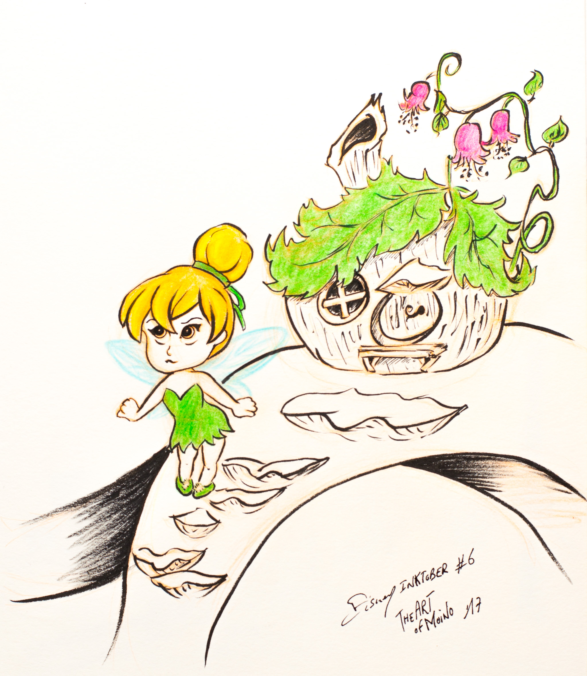 Disney Inktober 2017 - #6 - Fée - Peter Pan - Art of Moino | Illustration
