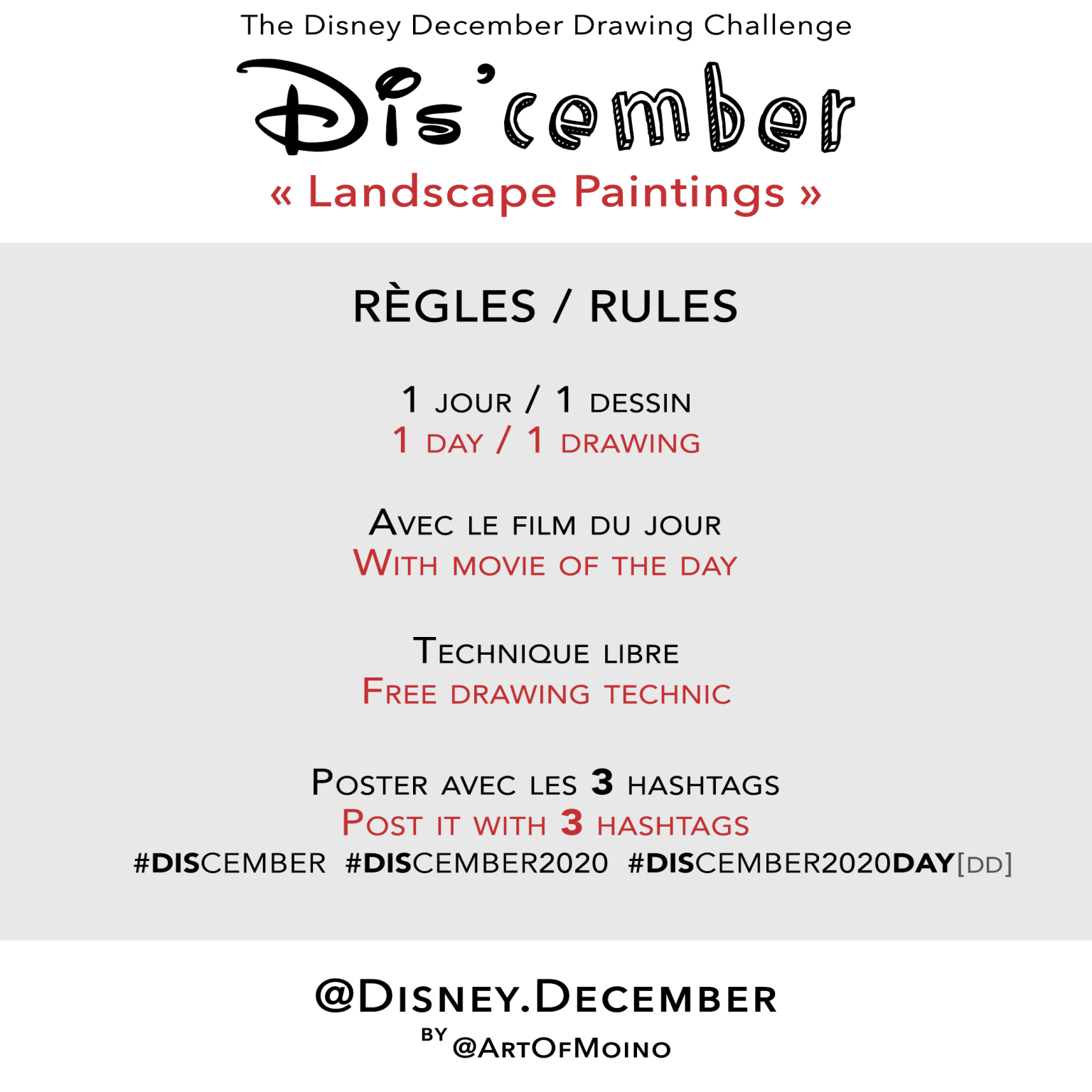 Dis'cember 2020 - The Disney December Drawing Challenge