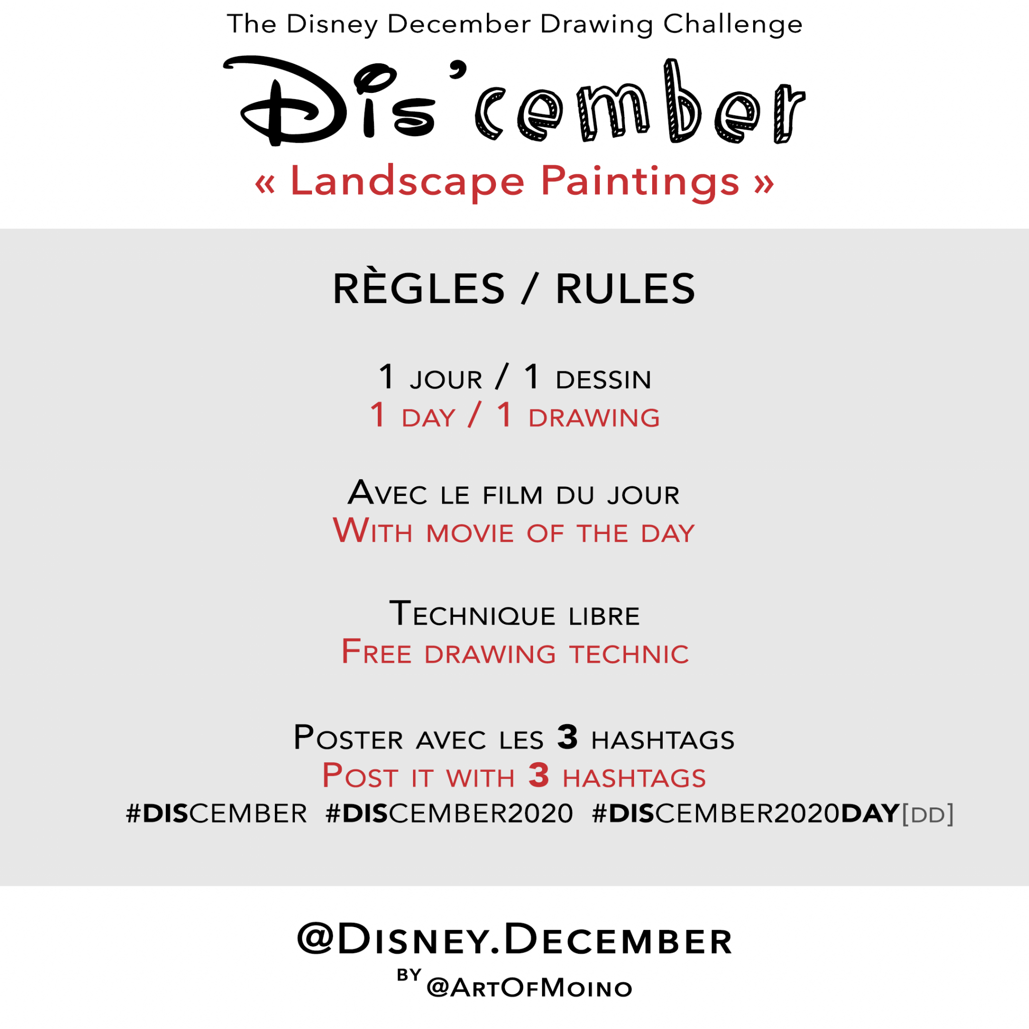 Dis'cember 2020 - The Disney December Drawing Challenge